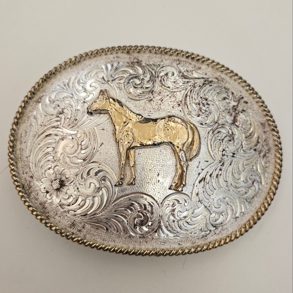 Montana Silversmiths | Accessories | Vintage Montana South Dakota Silversmith Belt Buckle Horse ...